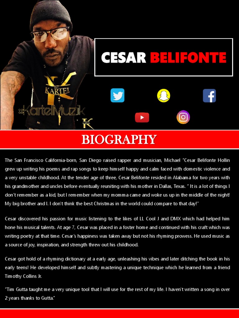 Cesar Belifonte Epk | PDF | Hip Hop Music | Hip Hop