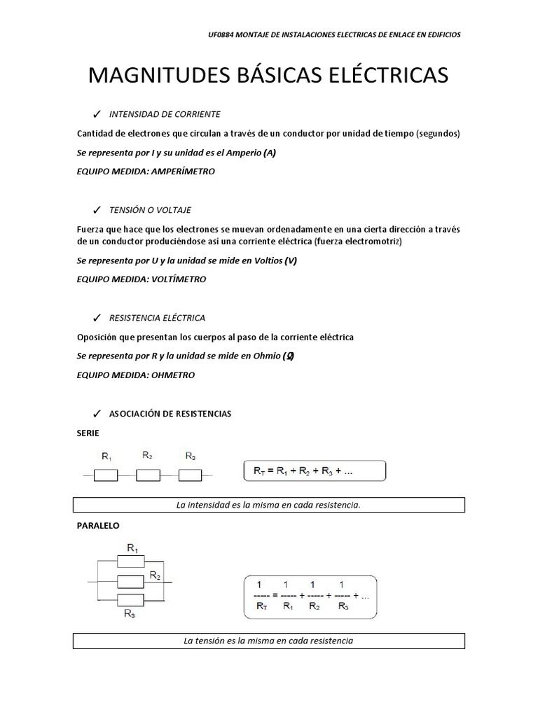Magnitudes Electricas | PDF | Energia electrica | Corriente eléctrica