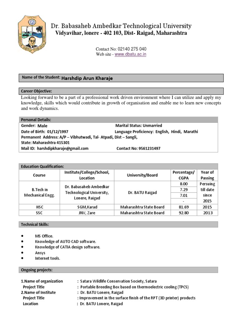 Dr. Babasaheb Ambedkar Technological University: Vidyavihar, Lonere ...