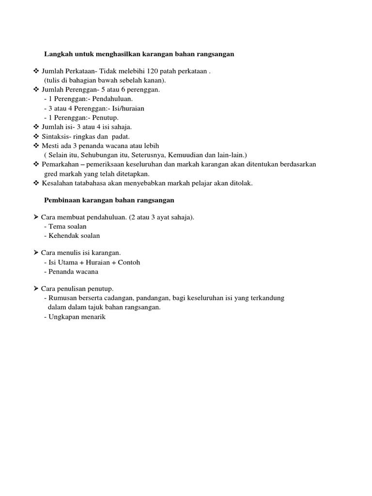 Langkah Untuk Menghasilkan Karangan Bahan Rangsangan | PDF