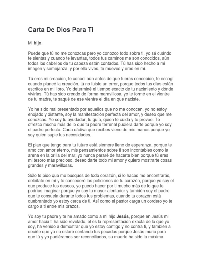 Carta de Dios para Ti | PDF | Amor | Jesús