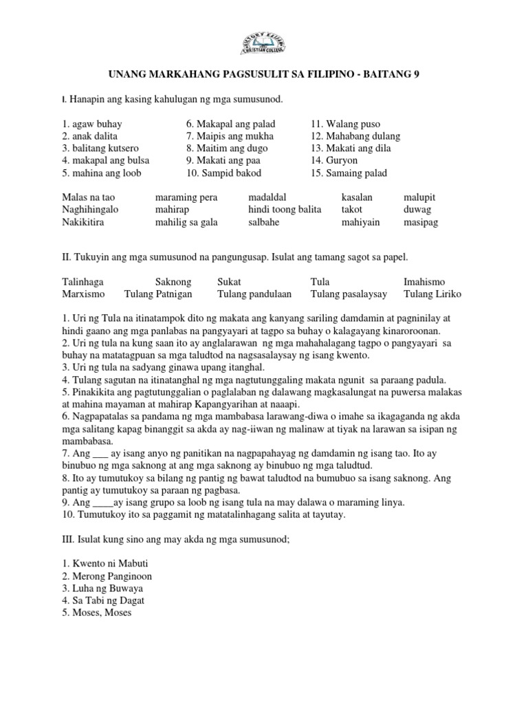 Grade 9 Filipino Complete | PDF