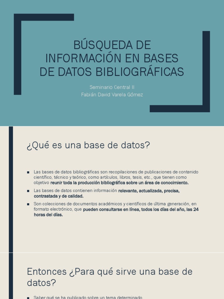 Búsqueda de Información en Bases de Datos Bibliográficas | PDF | Bases de datos | Información