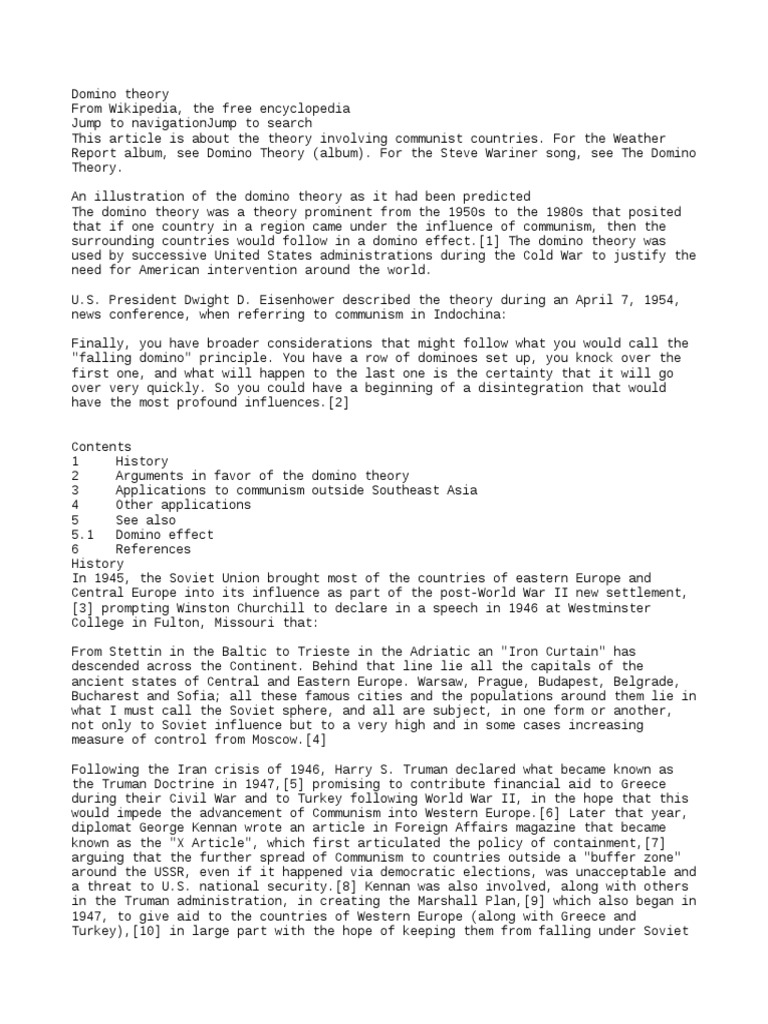 The Origins and Arguments of the Domino Theory During the Cold War ...