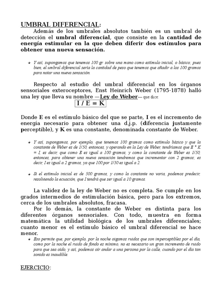 Ley de Weber y Umbral Diferencial | PDF | Sonido | Ecuaciones
