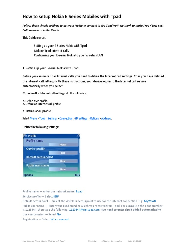 Setup Guide for Nokia E Series & Tpad | PDF | Wireless Lan | Wireless ...