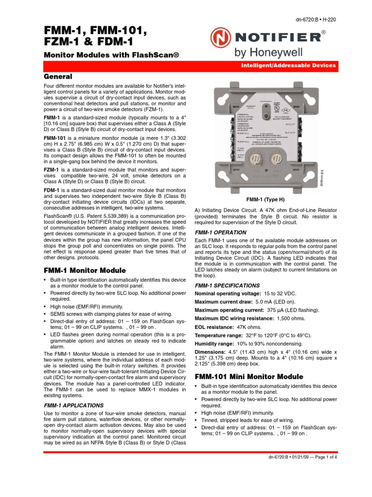 Fmm-1, Fmm-101, Fzm-1 & Fdm-1: Monitor Modules With Flashscan ...