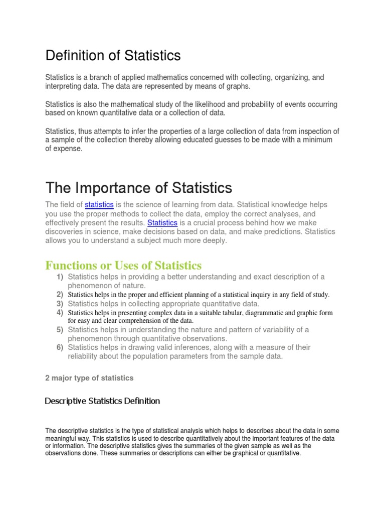 Definition of Statistics | PDF | Level Of Measurement | Statistics