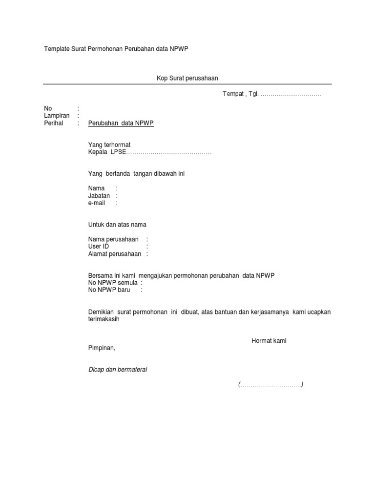 Perubahan Data NPWP | PDF | Hukum