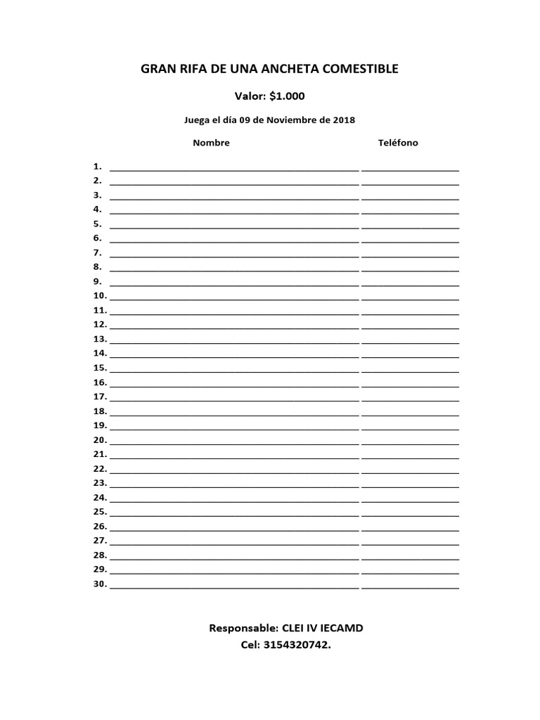 Modelo de Rifa – Modelos de Carta