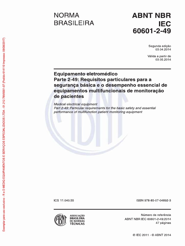 NBR Iec 60601-2-49 2014 PDF | PDF