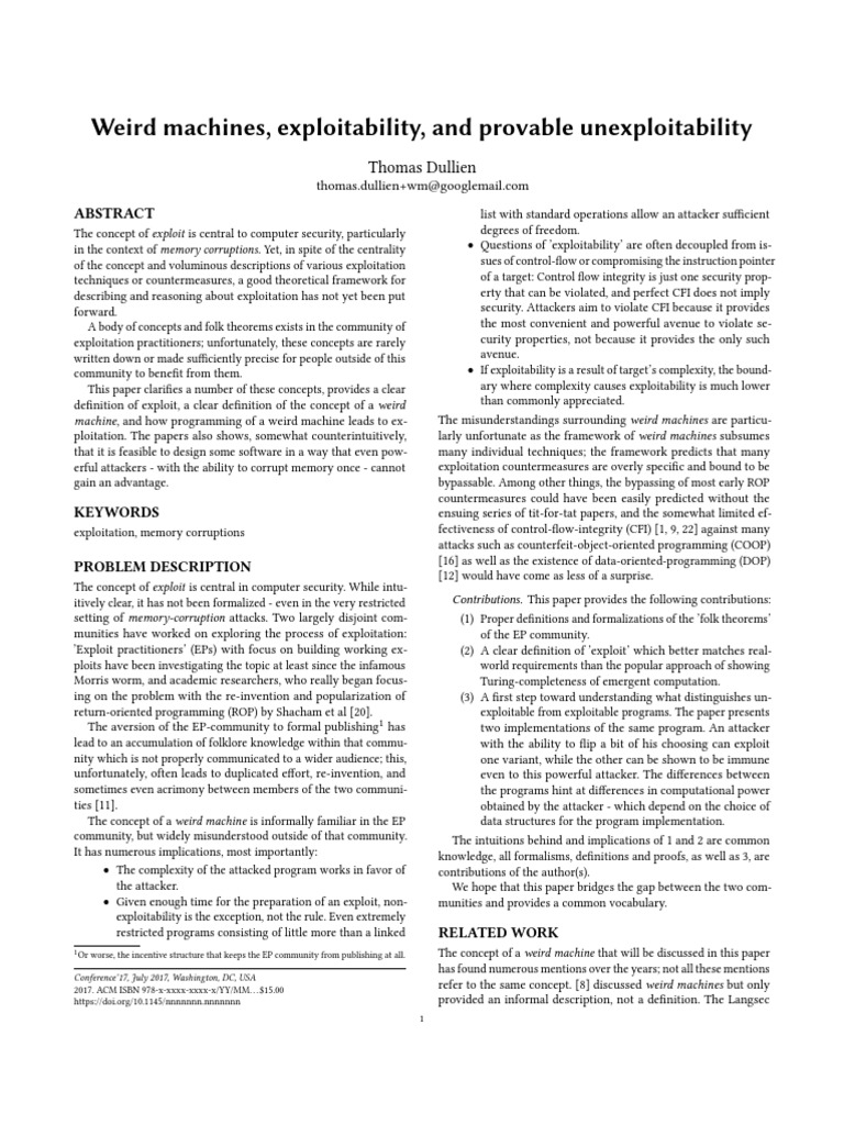 Weird Machines Exploitability | PDF | Emulator | Computer Program