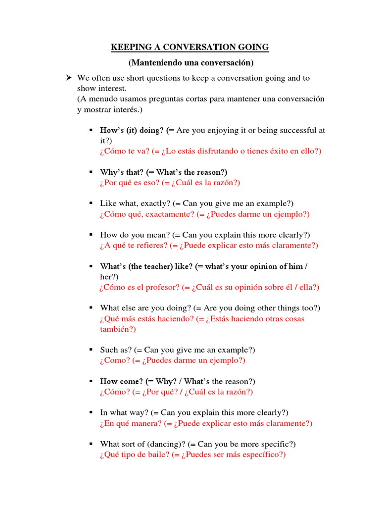 Keeping A Conversation Going | PDF