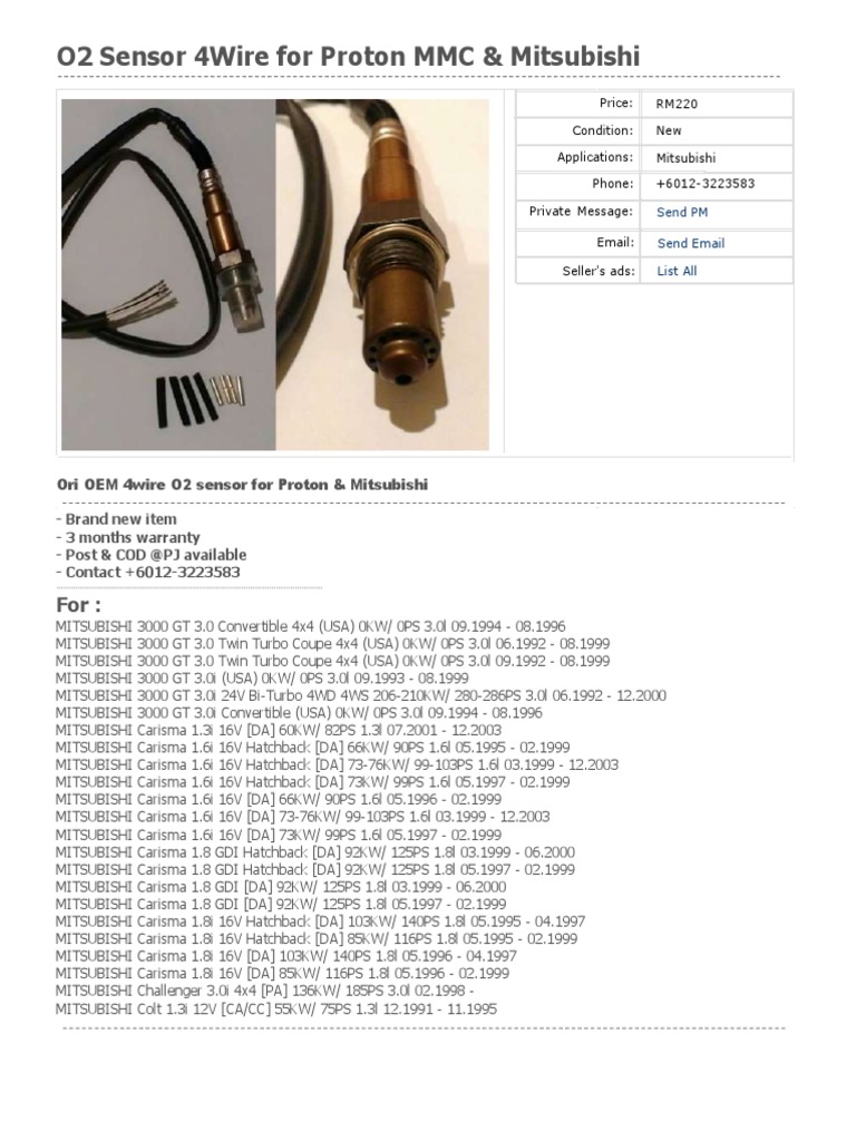 4 Wire O2 Sensor | PDF | Private Transport | Manufacturing Companies Of ...