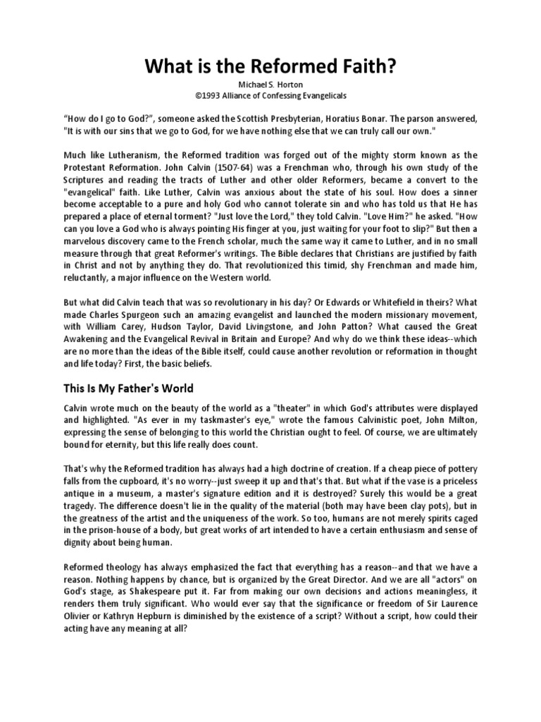 What Is The Reformed Faith | PDF | Justification (Theology) | Grace In ...