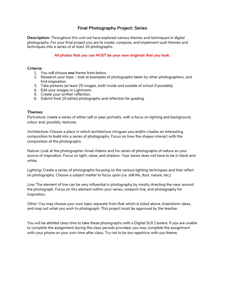 Final Photography Project Series 1 | PDF | Composition (Visual Arts ...
