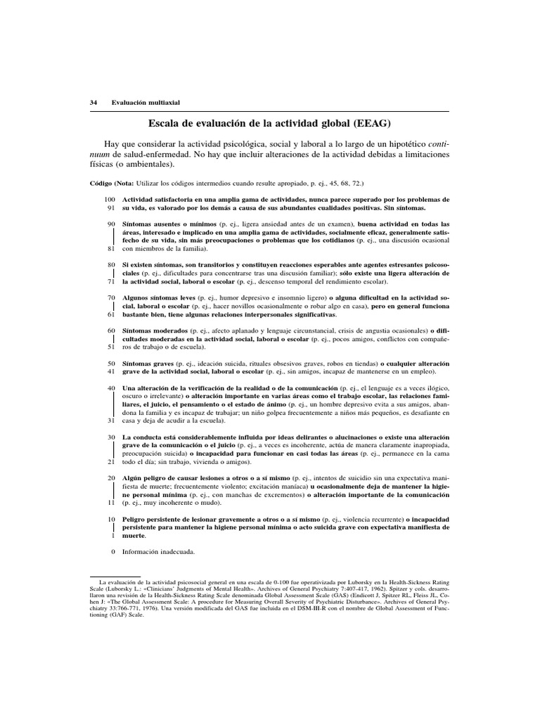 Escala de Evaluación de Actividad Global EEAG | PDF | Suicidio ...