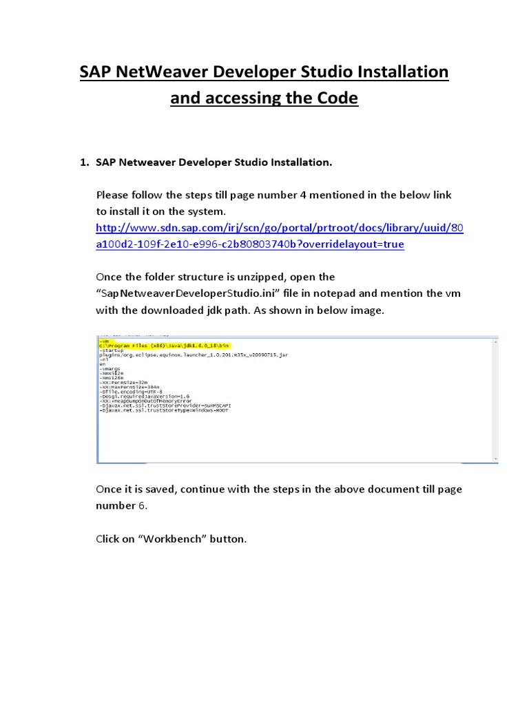 SAP NetWeaver Developer Studio Installation and Accessing The Code | Download Free PDF ...