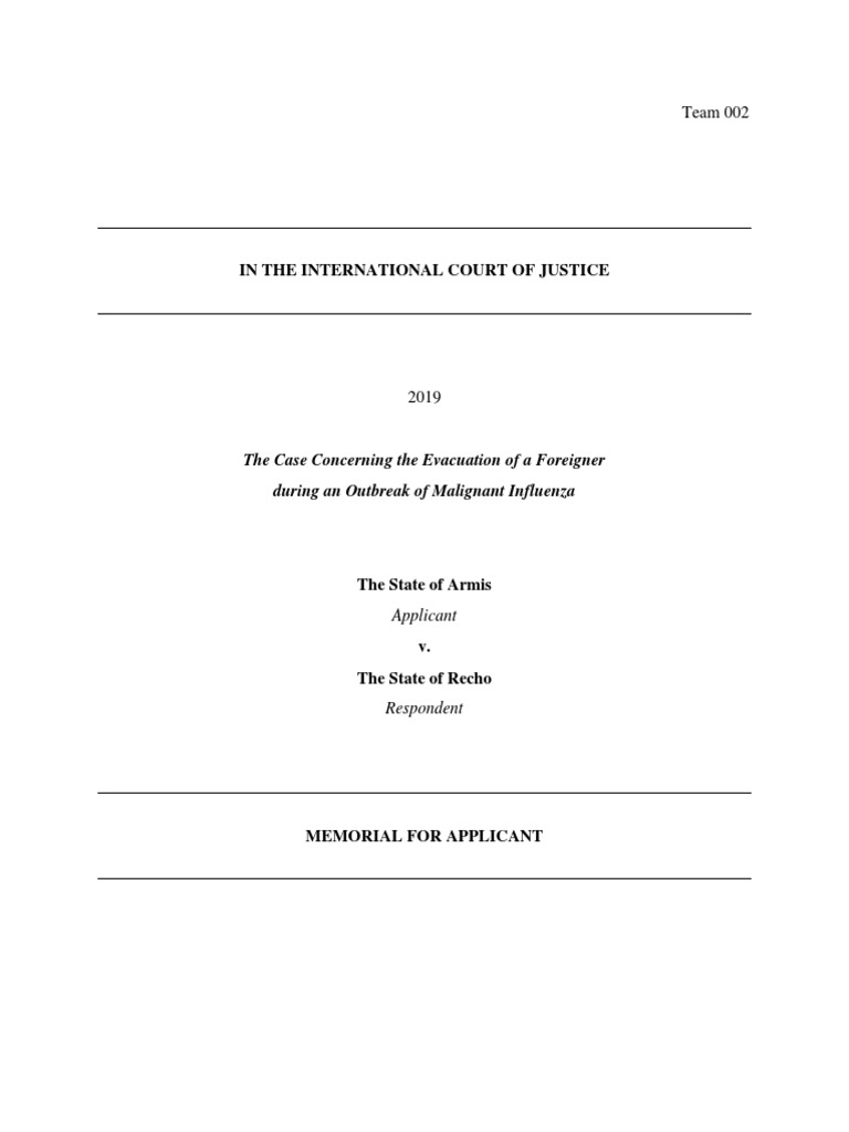 The State of Armis v. The State of Recho: Memorial for Applicant ...