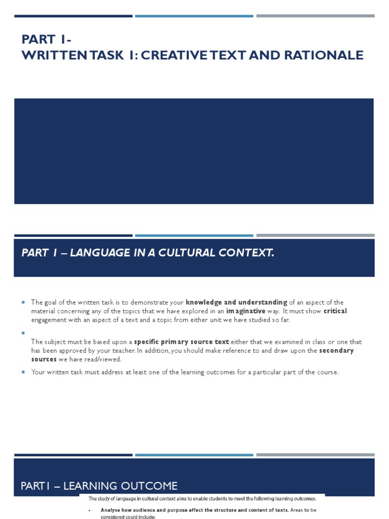 Part 1-Written Task 1: Creative Text and Rationale | PDF | Question ...