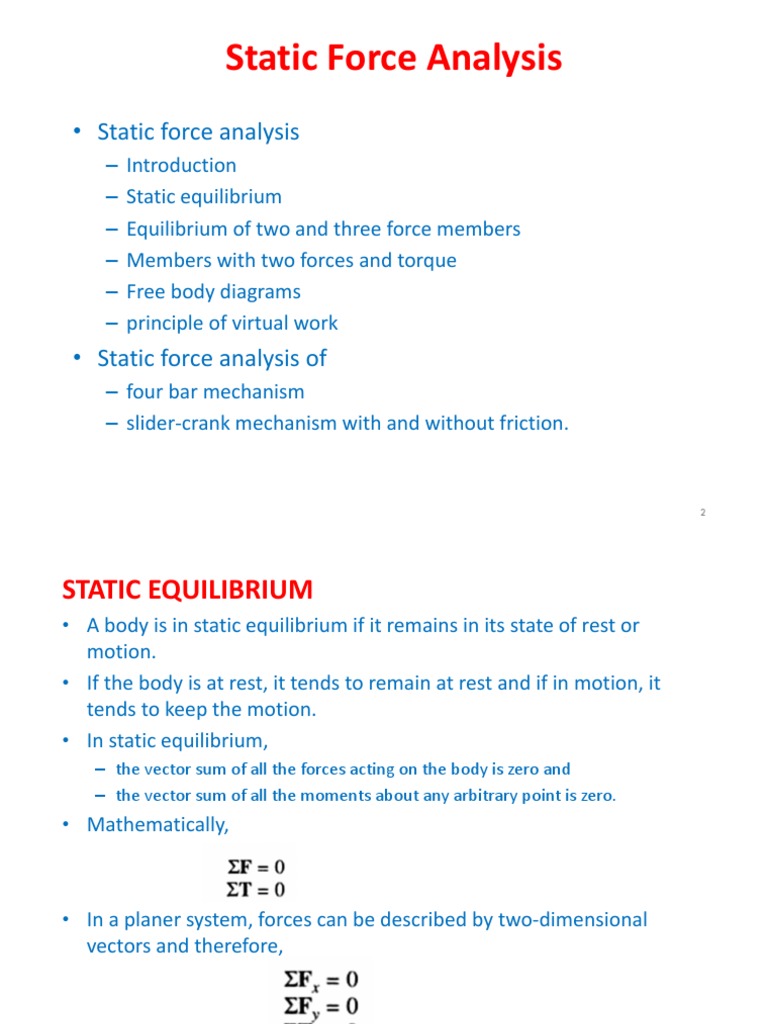 152lecture 1 1 Static Force Analysis of Planar Mechanism PDF | PDF ...