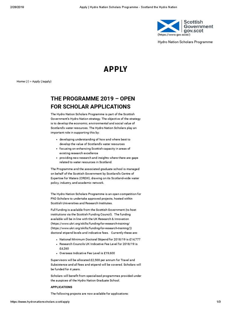 Apply - Hydro Nation Scholars Programme - Scotland The Hydro Nation ...