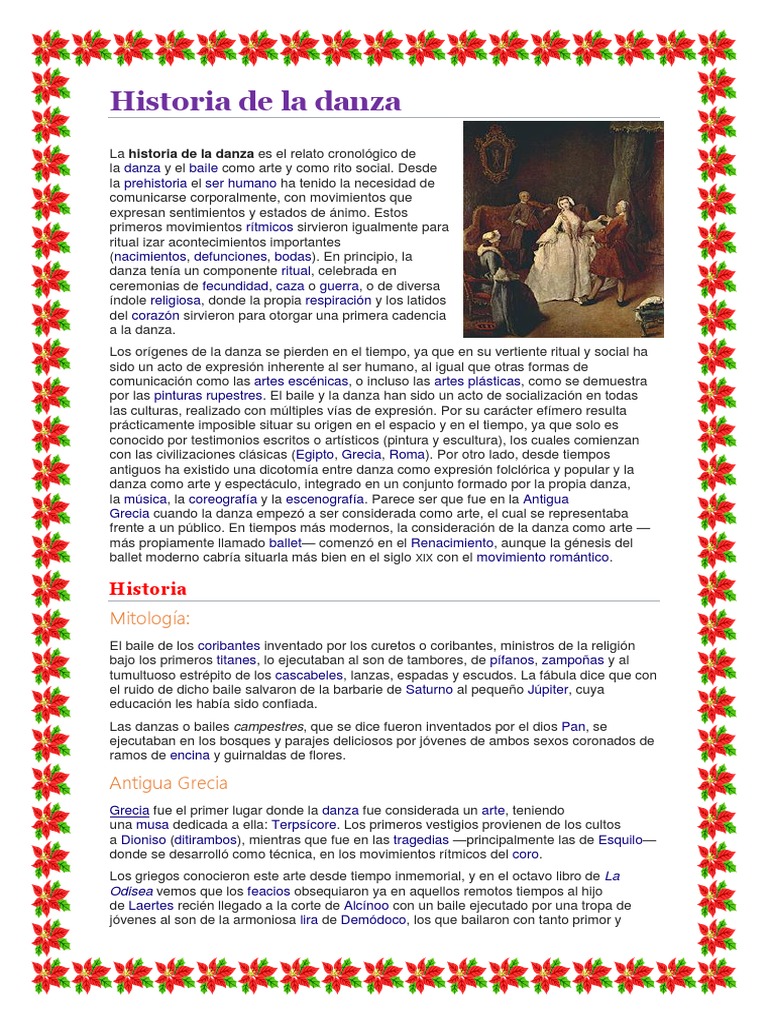 Historia de La Danza | PDF | Ballet | Bailes