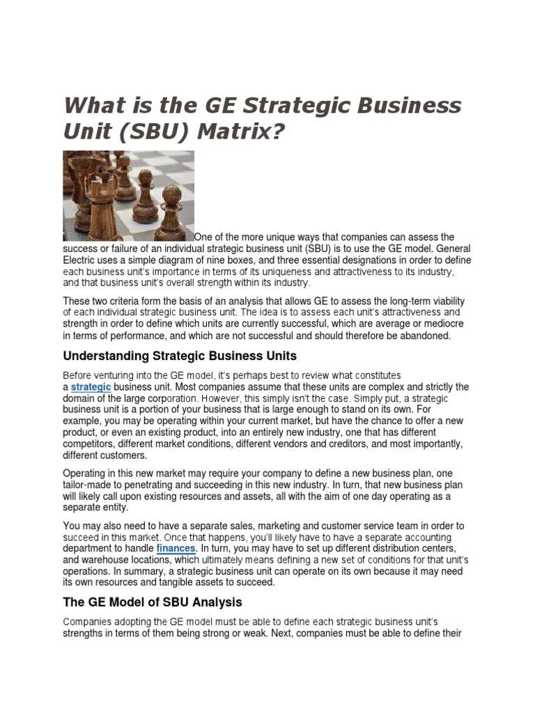 Understanding the GE SBU Matrix Model | PDF | Marketing | Business