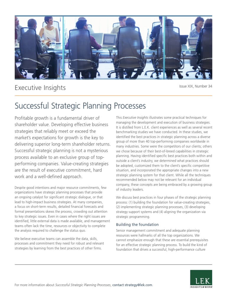 Successful Strategic Planning Processes: Executive Insights | PDF ...