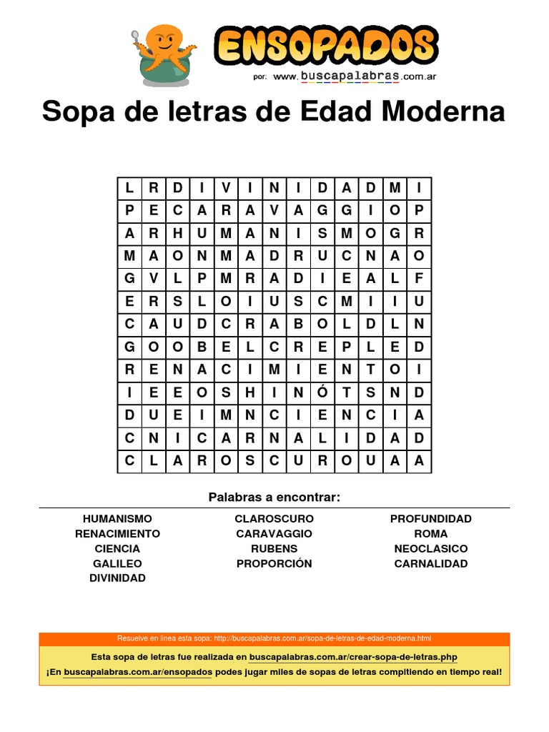 Sopa de Letras de Edad Moderna
