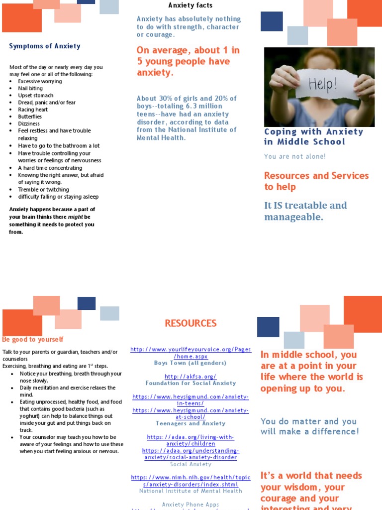A TRI-FOLD Made For High School Anxiety and Resources | PDF | Anxiety ...