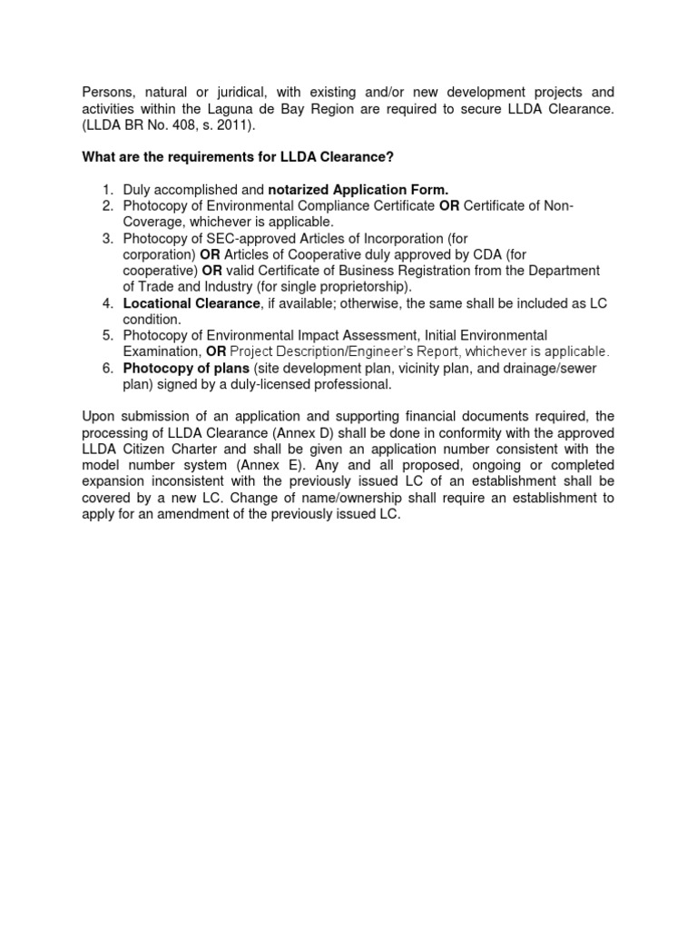 What Are The Requirements For LLDA Clearance?: Notarized Application ...