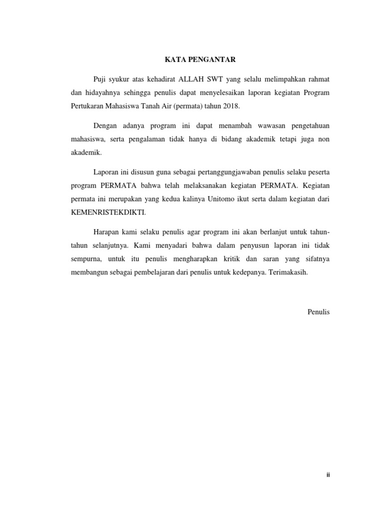 Kata Pengantar LPJ Permata | PDF