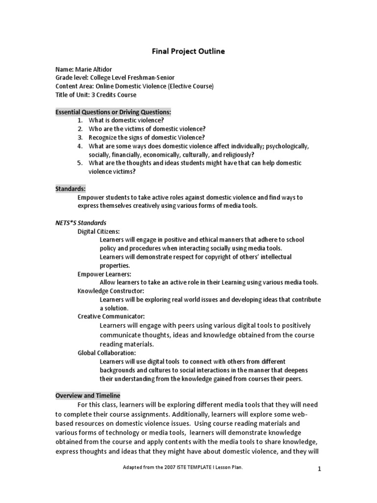 Module 10 Final Project Outlint | PDF | Educational Technology | Lesson ...