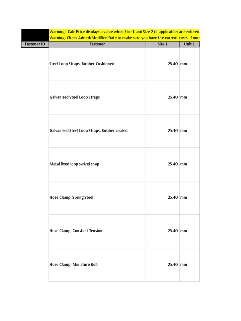Fastener Pricing and Size Guide | PDF | Screw | Nut (Hardware)