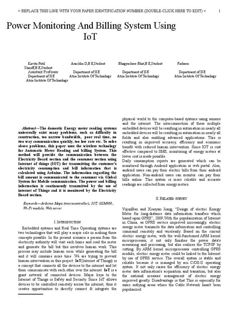 An Efficient Power Monitoring and Billing System Using IoT | PDF ...