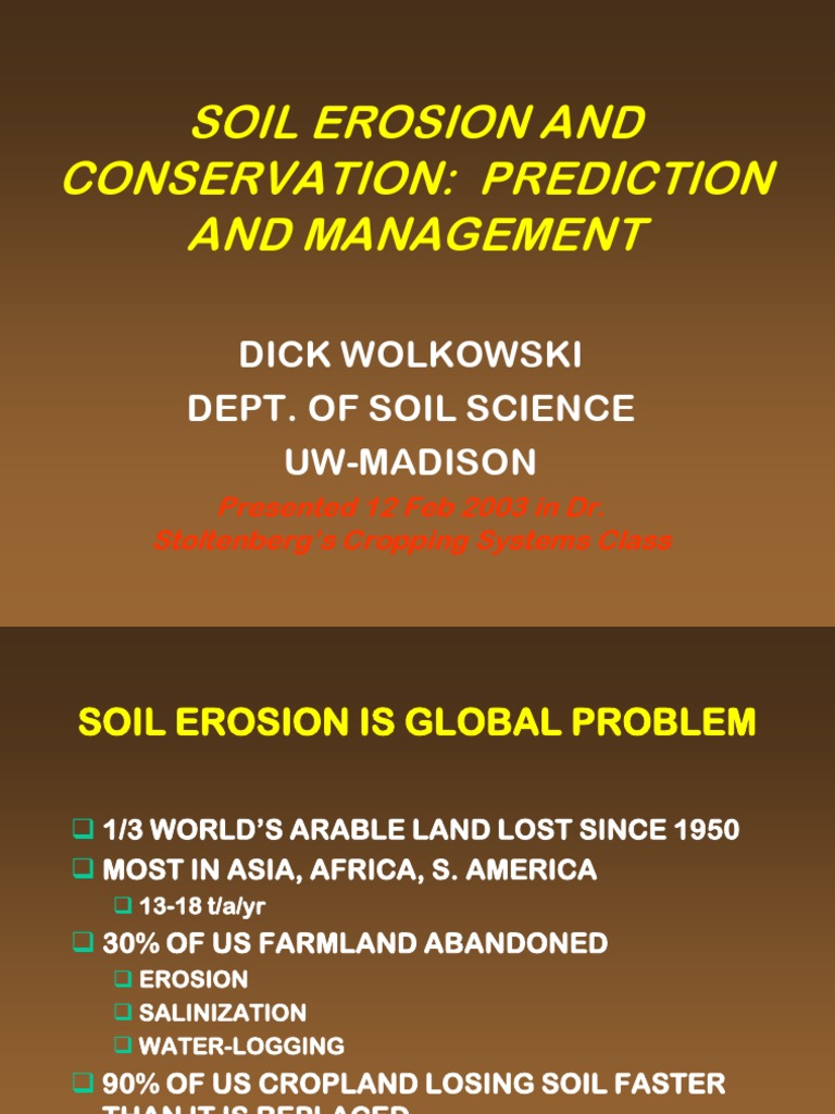 Predicting and Preventing Soil Erosion: A Discussion of Models ...