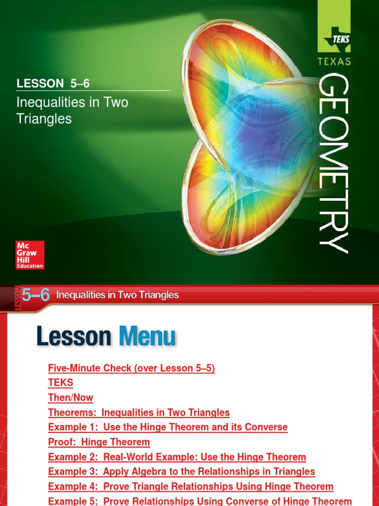Inequalities in Two Triangles Lesson 5-6 | PDF | Triangle | Theorem