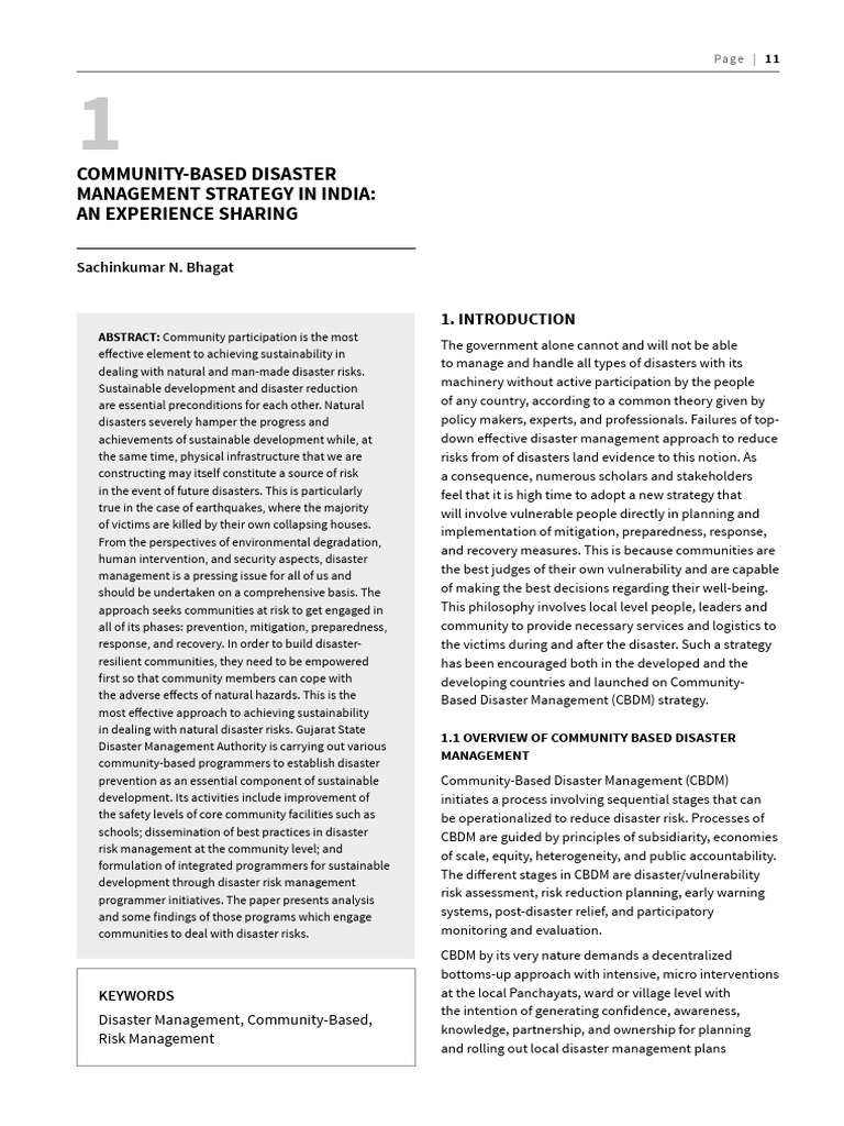 1 Community Based Disaster Management | PDF | Emergency Management ...