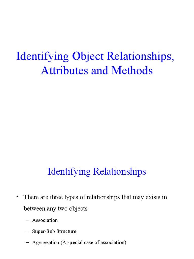 Identifying Object Relationships, Attributes and Methods | PDF | Class ...