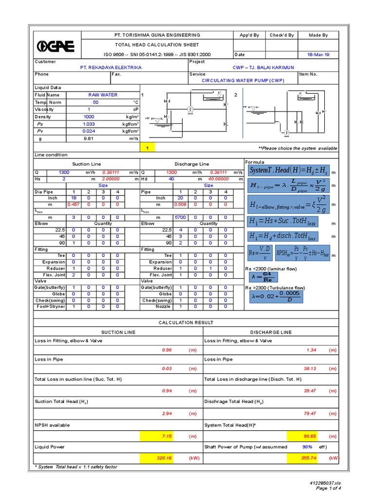 Total Head Calculation 4 | PDF | Civil Engineering | Hydraulic Engineering