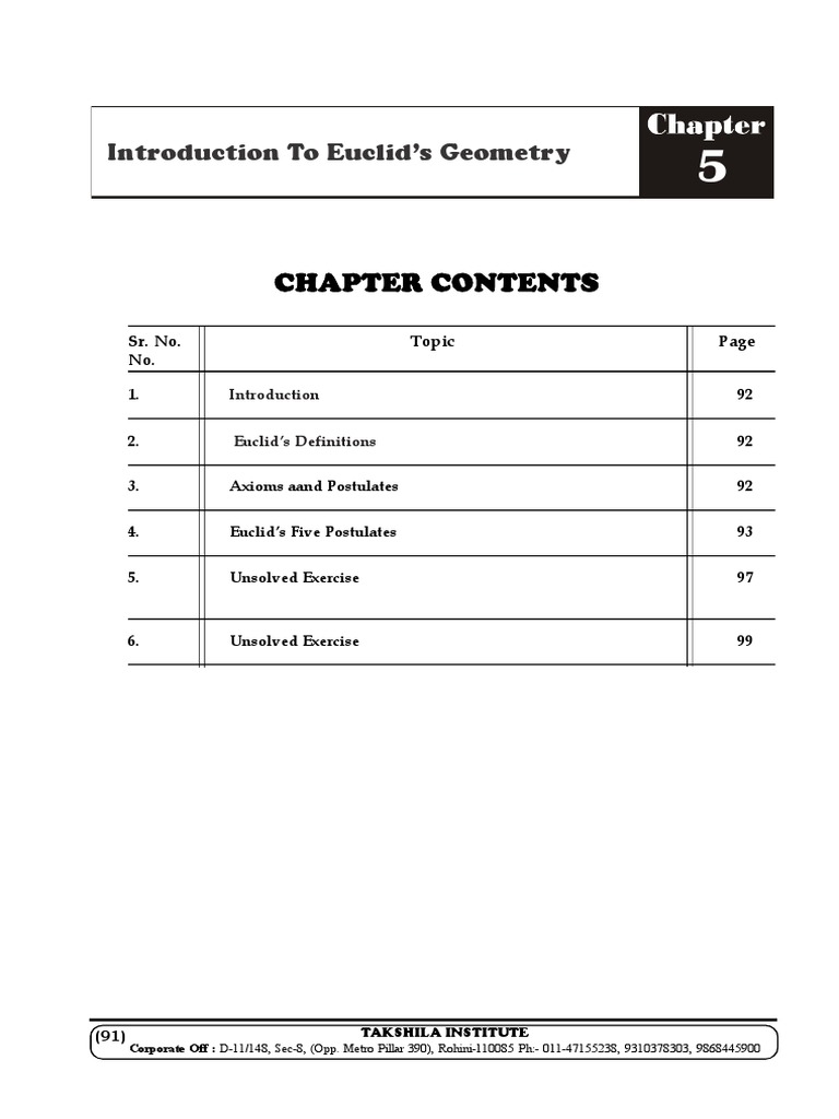 05 Introduction To Euclid Geometry PDF | PDF | Line (Geometry) | Axiom