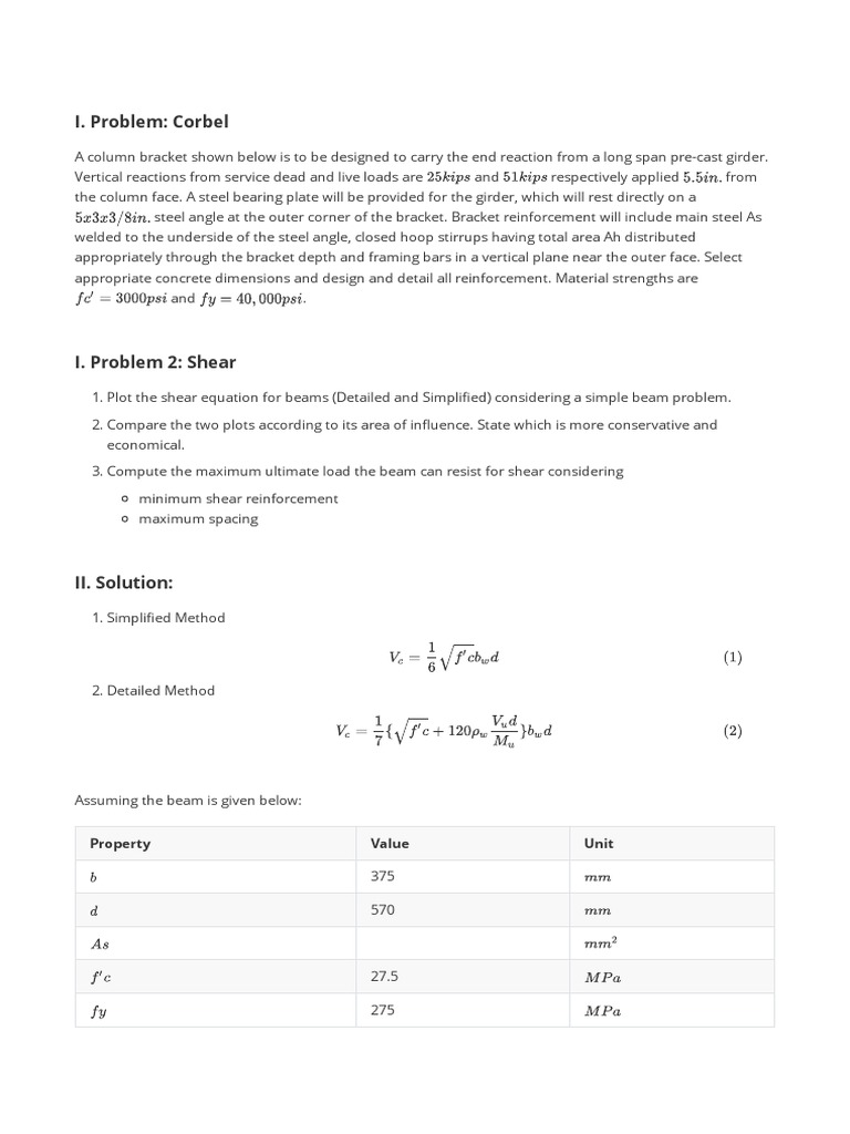 Corbel Design Reinforced Concrete | PDF | Beam (Structure) | Reinforced ...
