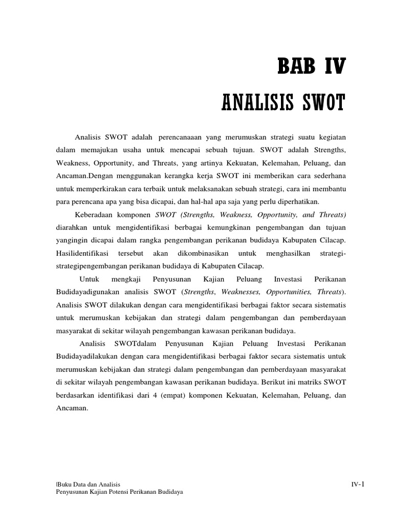 Contoh Laporan Analisis SWOT Perikanan | PDF | Ilmu Sosial | Teknologi ...