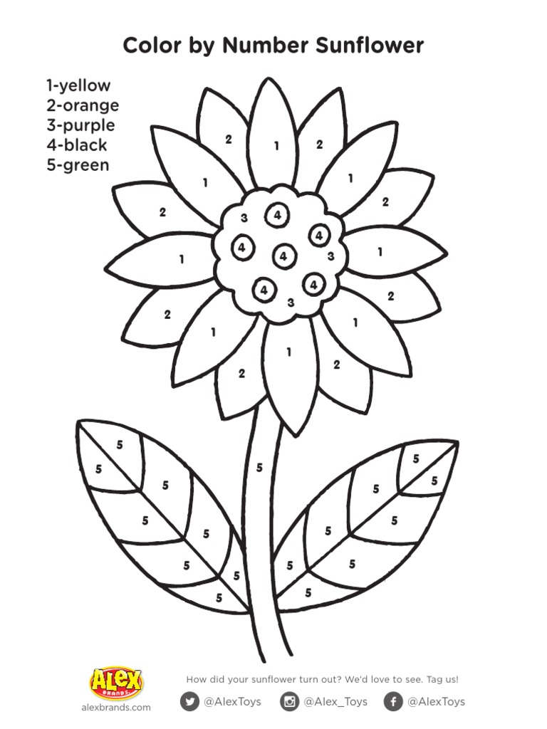 Color by Number Sunflower Worksheet | PDF