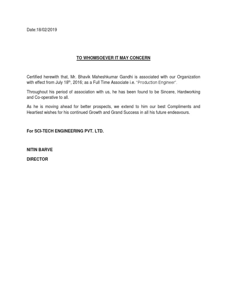 Experience Letter | PDF