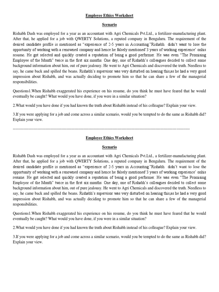 Employee Ethics Case Study: Resume Fraud | PDF | Psychological Concepts