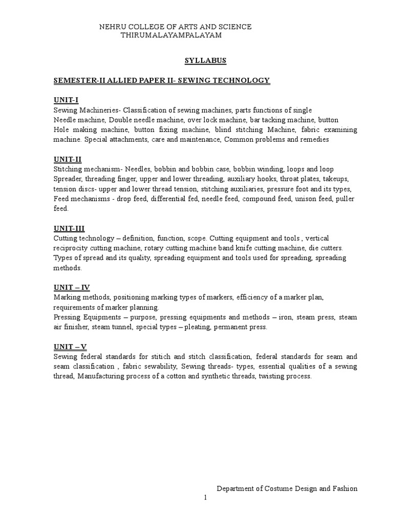 Sewing Technology | PDF | Sewing Machine | Sewing
