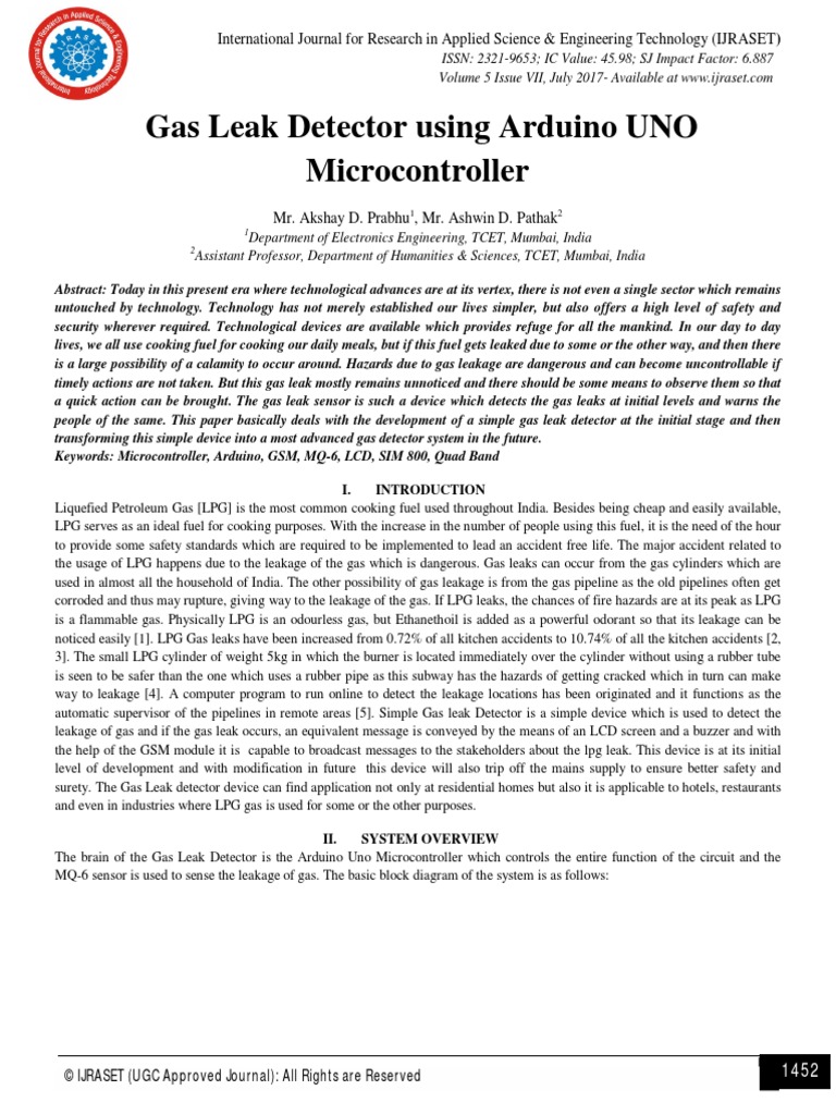 Gas Leak Detector Using Arduino UNO: Microcontroller | PDF | Arduino | Leak