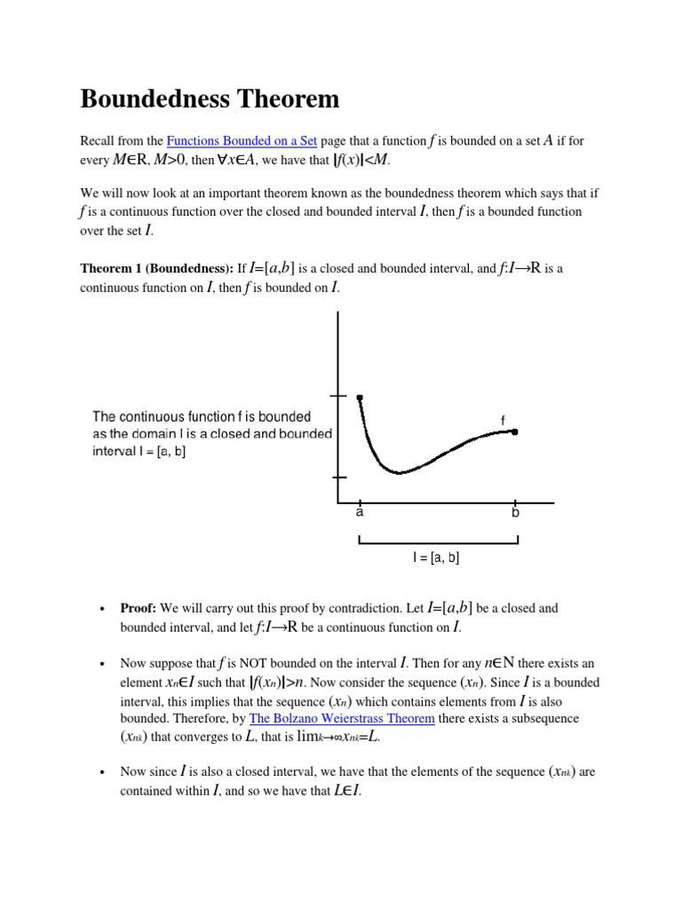 Boundedness Theorem: R X A F (X) M | Download Free PDF | Teaching Mathematics | Mathematical ...